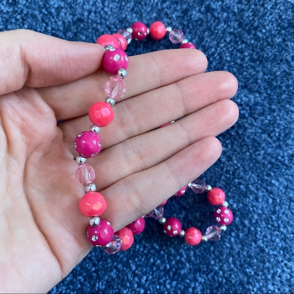 Vintage | Jewelry | Vintage Pink Diamond Ball Bead Stretch Necklace ...